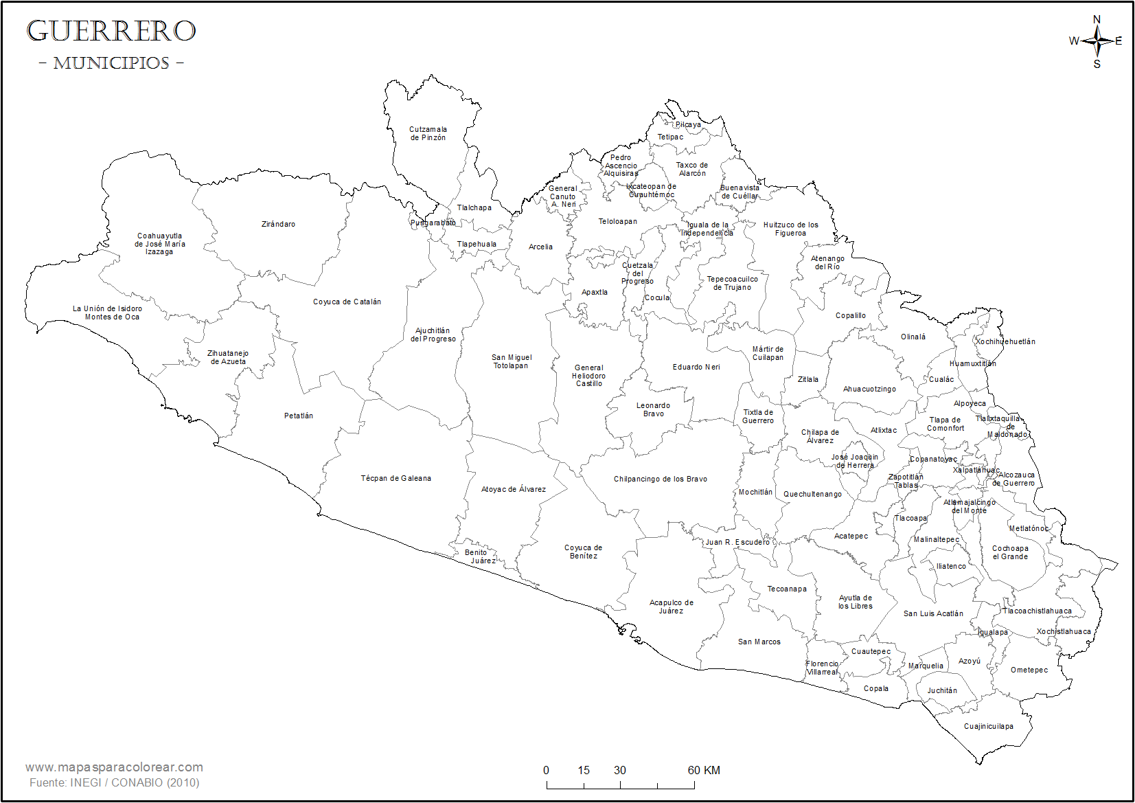 Mapas de Guerrero para colorear Mapas de Guerrero para colorear